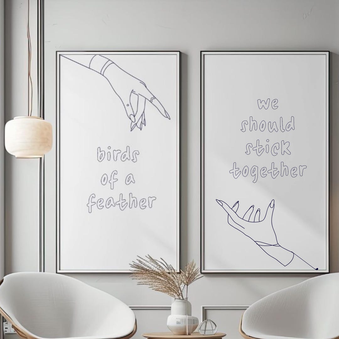 Inspired Minimalist Line Art Set, Birds of a Feather We Should Stick ...
