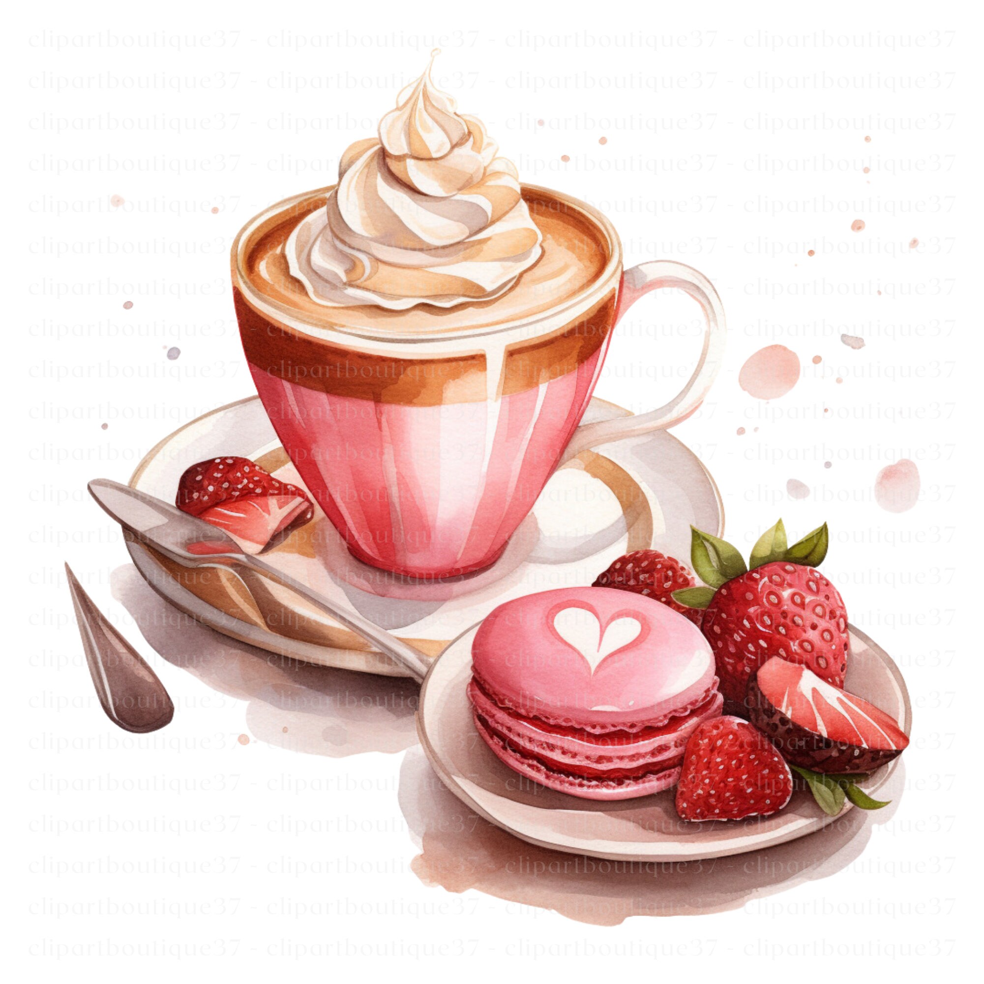 15 Lovely Coffee and Sweets Clipart, Flat White, Good Morning With Love ...