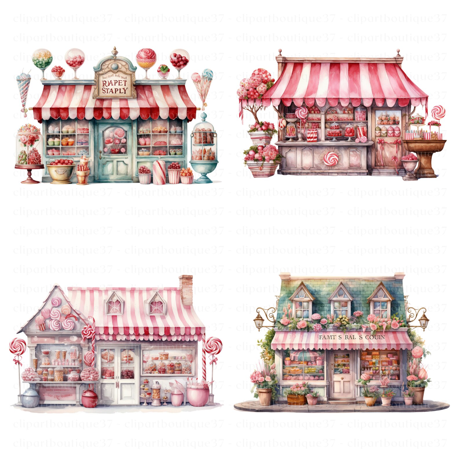 12 Candy Shop Clipart, Sweet Bakery Shop Images, Vintage Candy Cart ...