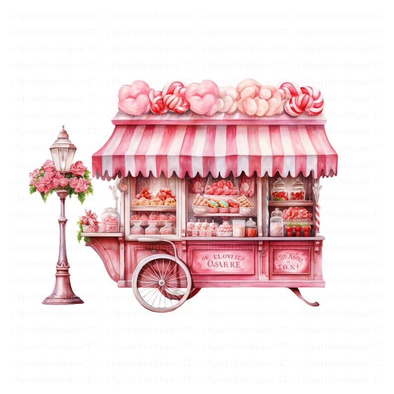 12 Candy Shop Clipart, Sweet Bakery Shop Images, Vintage Candy Cart ...