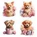 12 Puppy With Flower Clipart, Dog Clipart, Cute Dog Images, Puppies ...