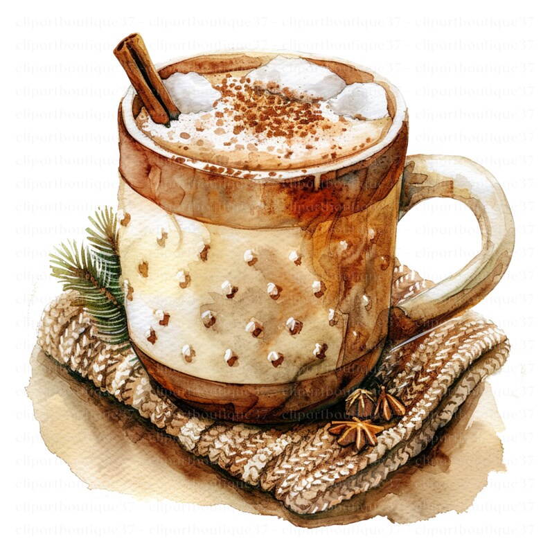 12 Cozy Season Winter Mugs Clipart, Christmas Hot Chocolate Clipart ...