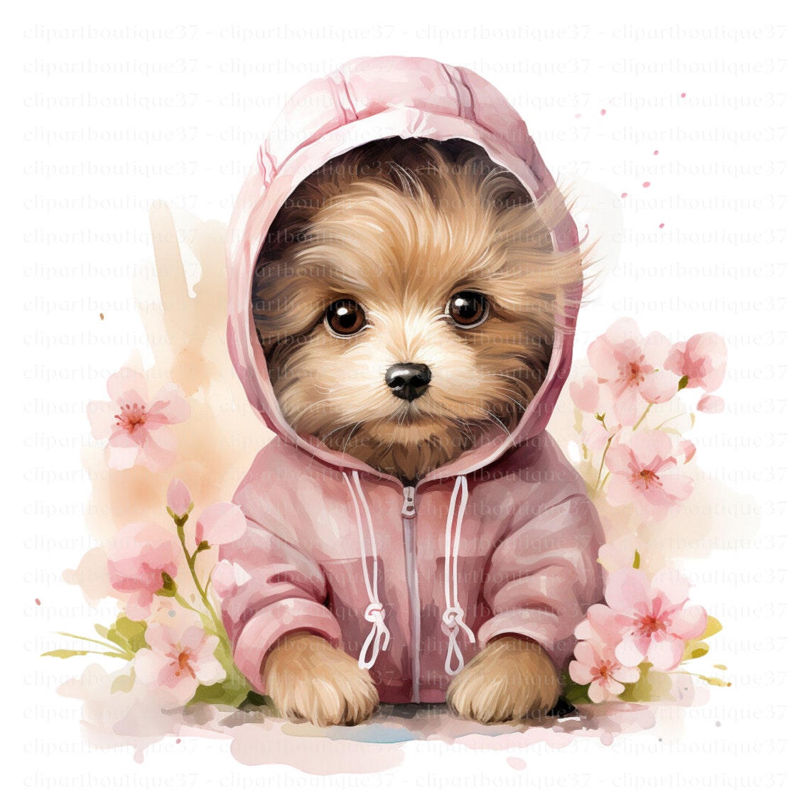 12 Puppy With Flower Clipart, Dog Clipart, Cute Dog Images, Puppies ...