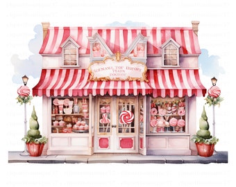 12 Candy Shop Clipart, Sweet Bakery Shop Images, Vintage Candy Cart ...