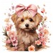 12 Puppy With Flower Clipart, Dog Clipart, Cute Dog Images, Puppies ...