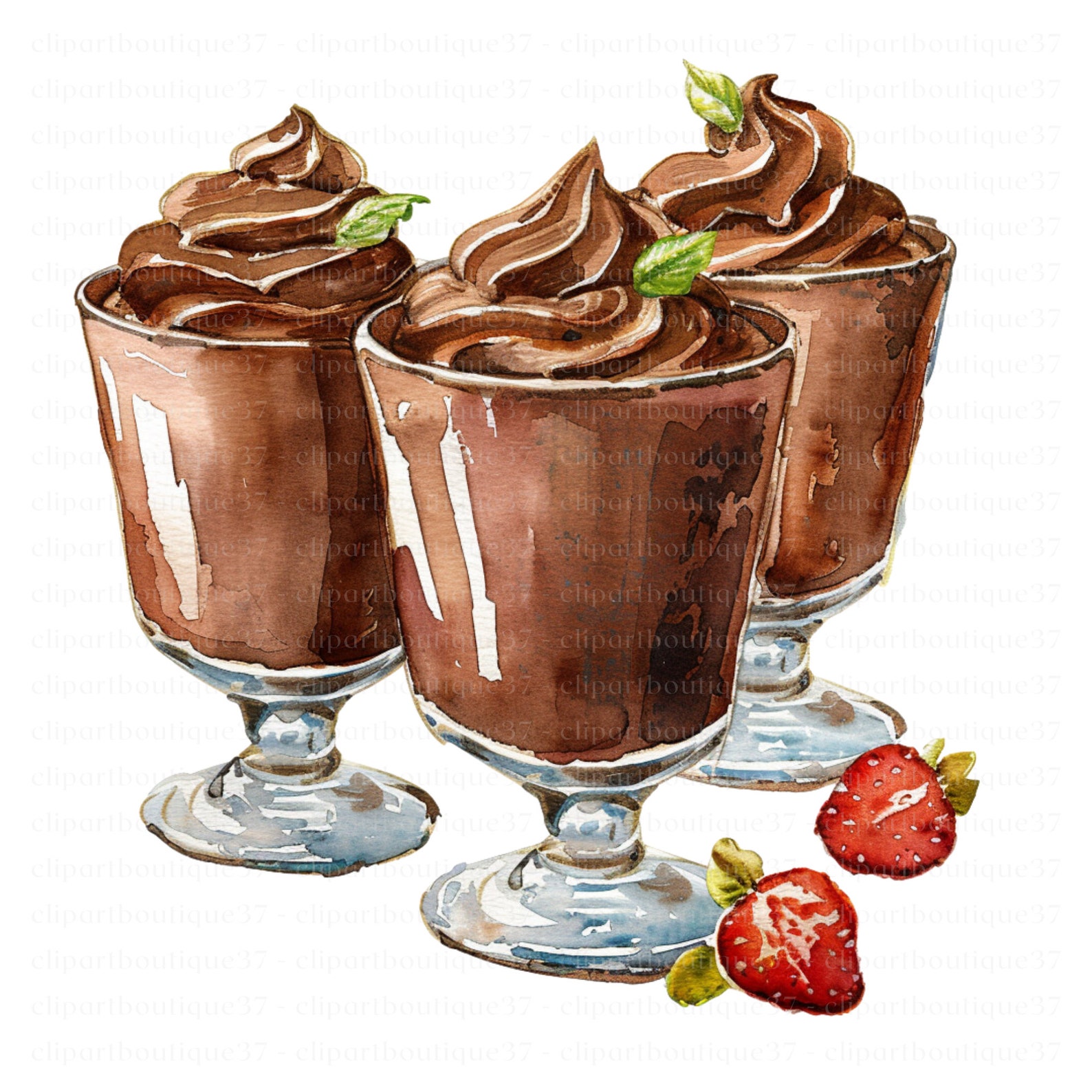 12 Chocolate Dessert Clipart, Chocolate Pudding Clipart, Printable ...