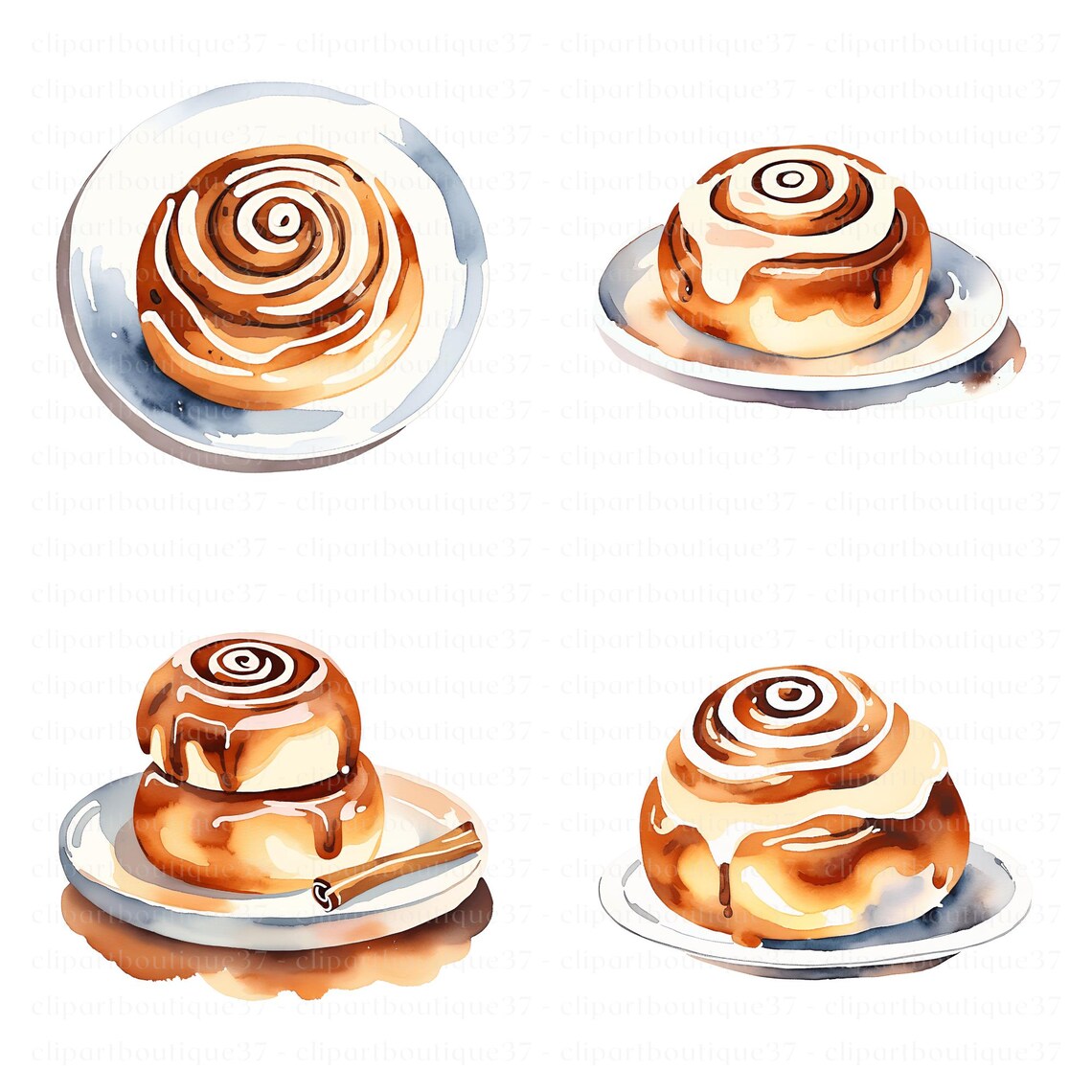 16 Cinnamon Buns Clipart, Cinnamon Buns Images, Printable Watercolor ...