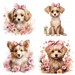 12 Puppy With Flower Clipart, Dog Clipart, Cute Dog Images, Puppies ...