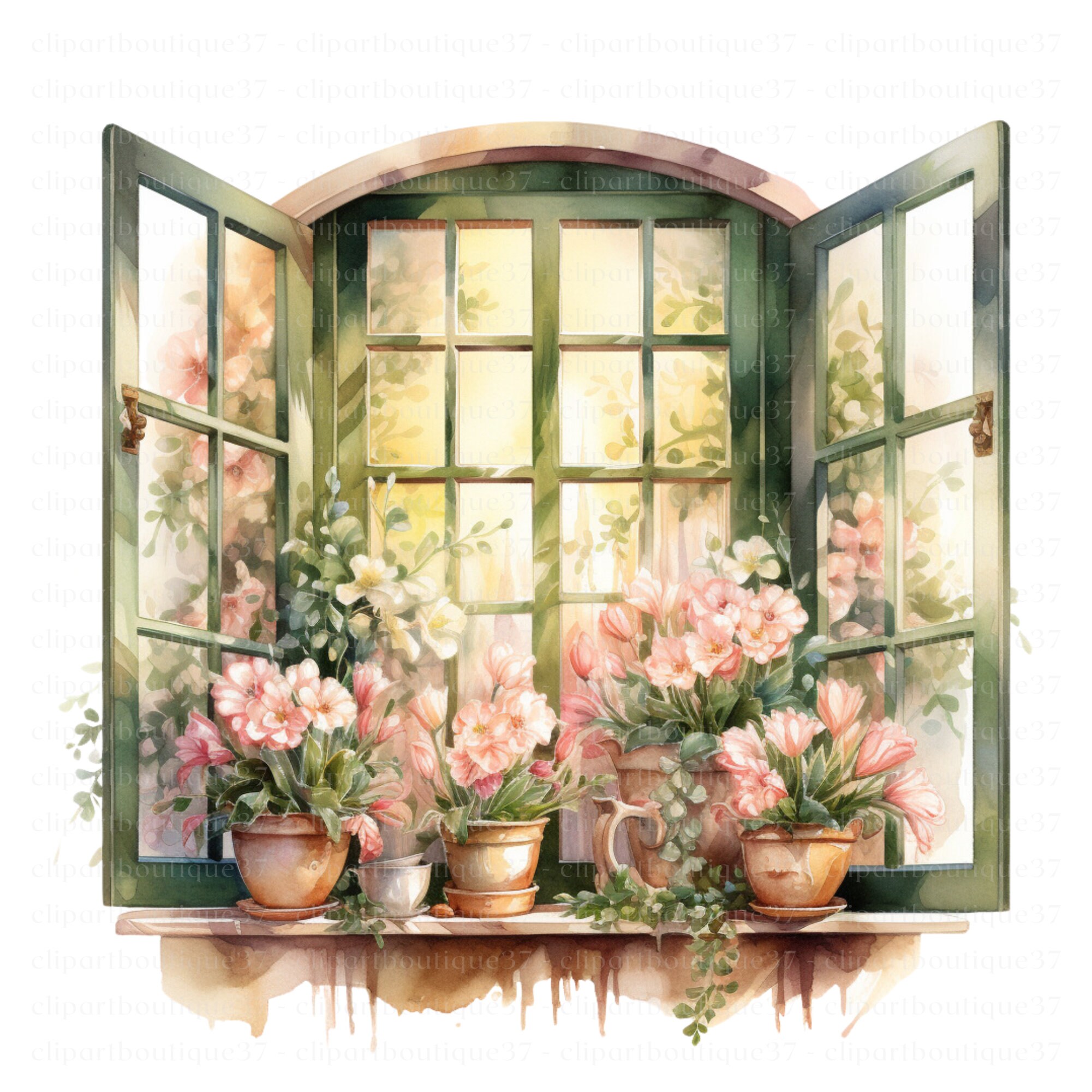 12 Windows and Doors Clipart, Floral Doors and Windows Clip Art ...