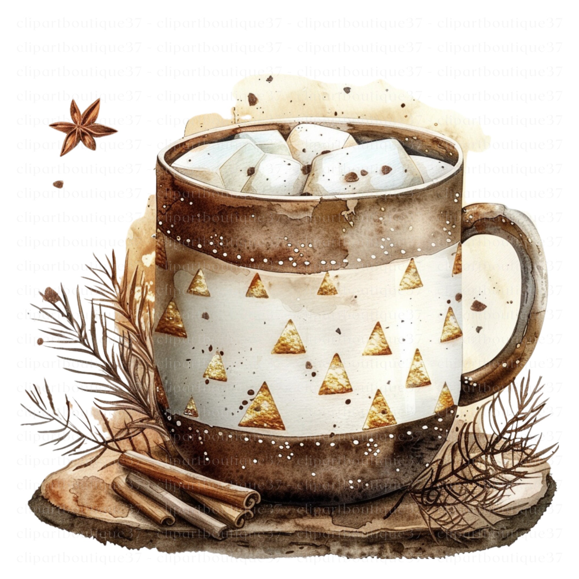 12 Cozy Season Winter Mugs Clipart, Christmas Hot Chocolate Clipart ...