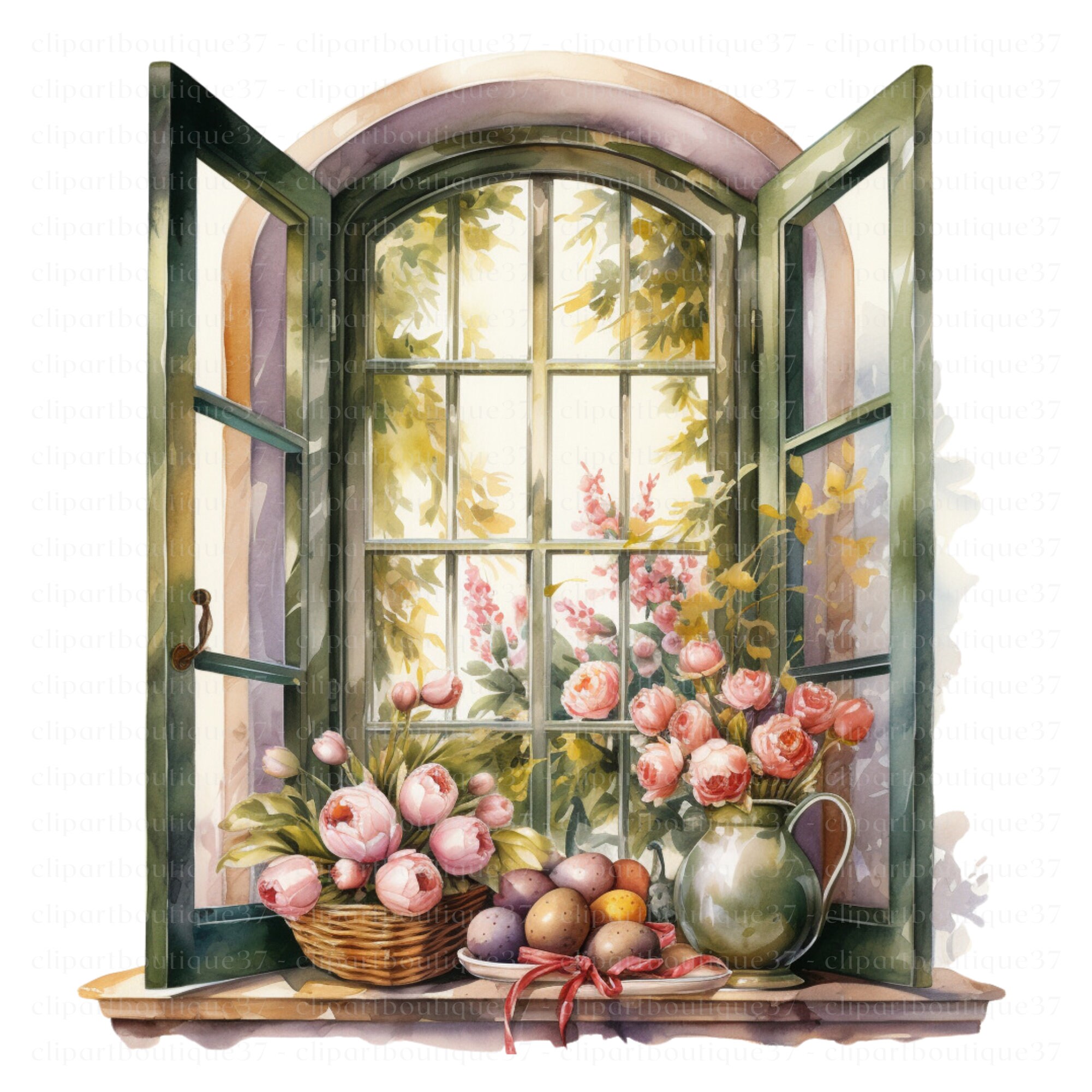 12 Windows and Doors Clipart, Floral Doors and Windows Clip Art ...