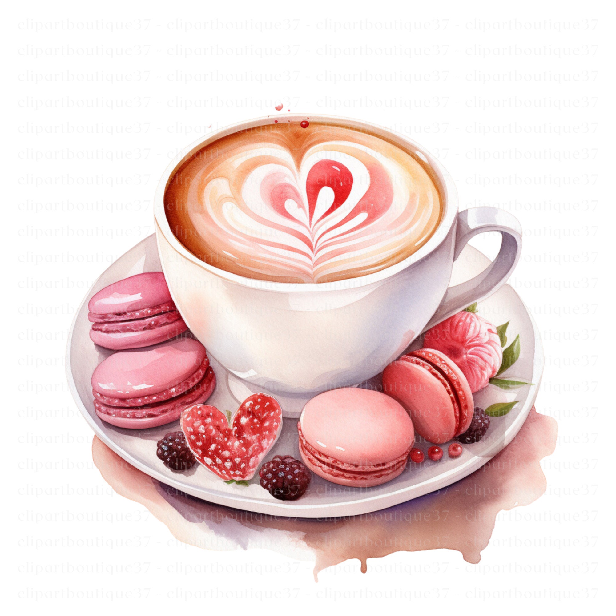 15 Lovely Coffee and Sweets Clipart, Flat White, Good Morning With Love ...