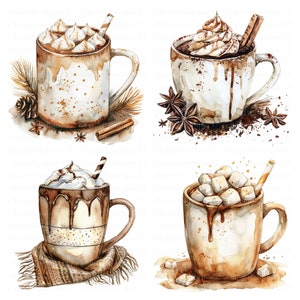 12 Cozy Season Winter Mugs Clipart, Christmas Hot Chocolate Clipart ...