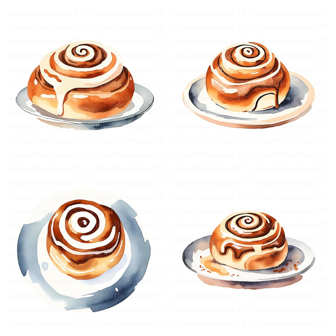 16 Cinnamon Buns Clipart, Cinnamon Buns Images, Printable Watercolor ...