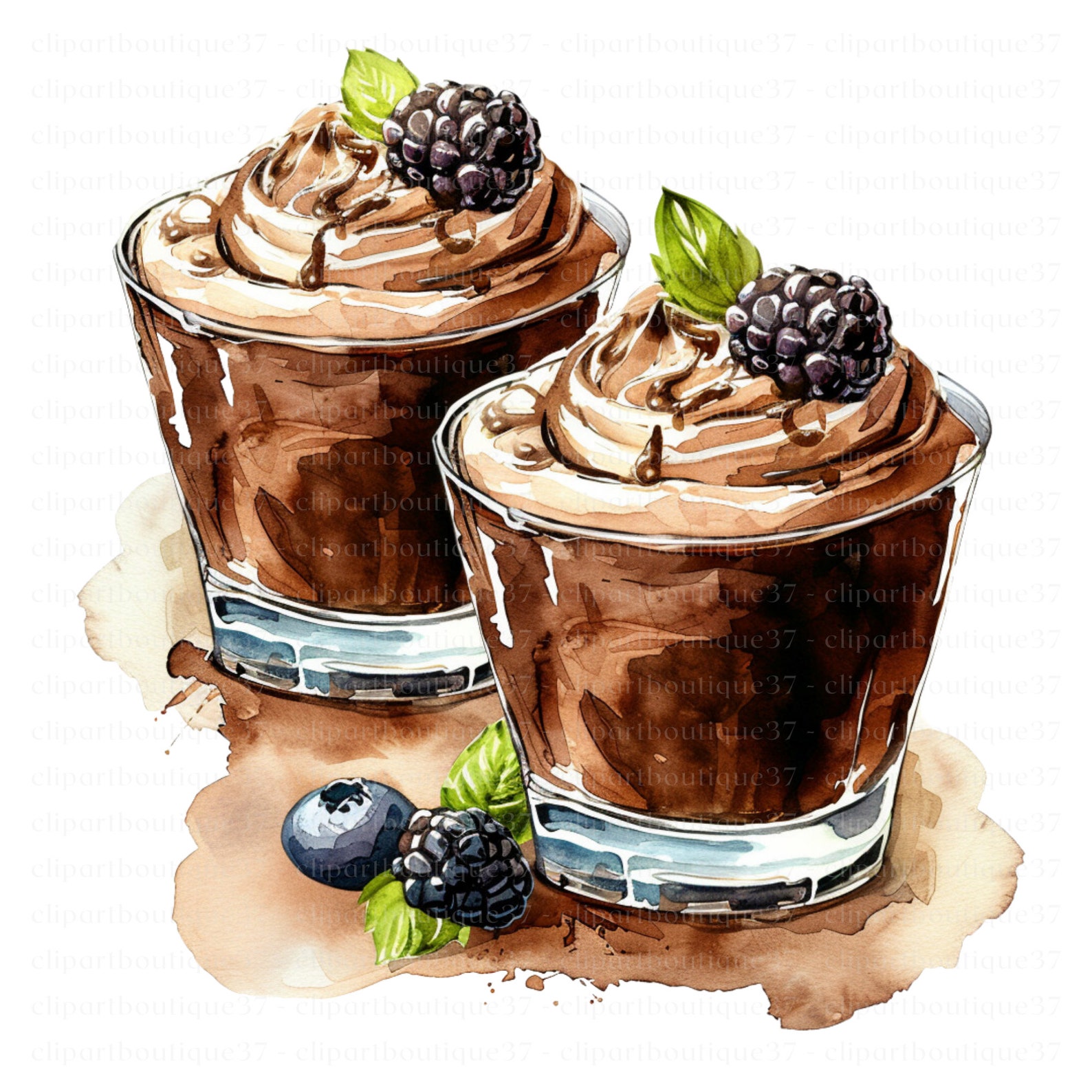 12 Chocolate Dessert Clipart, Chocolate Pudding Clipart, Printable ...