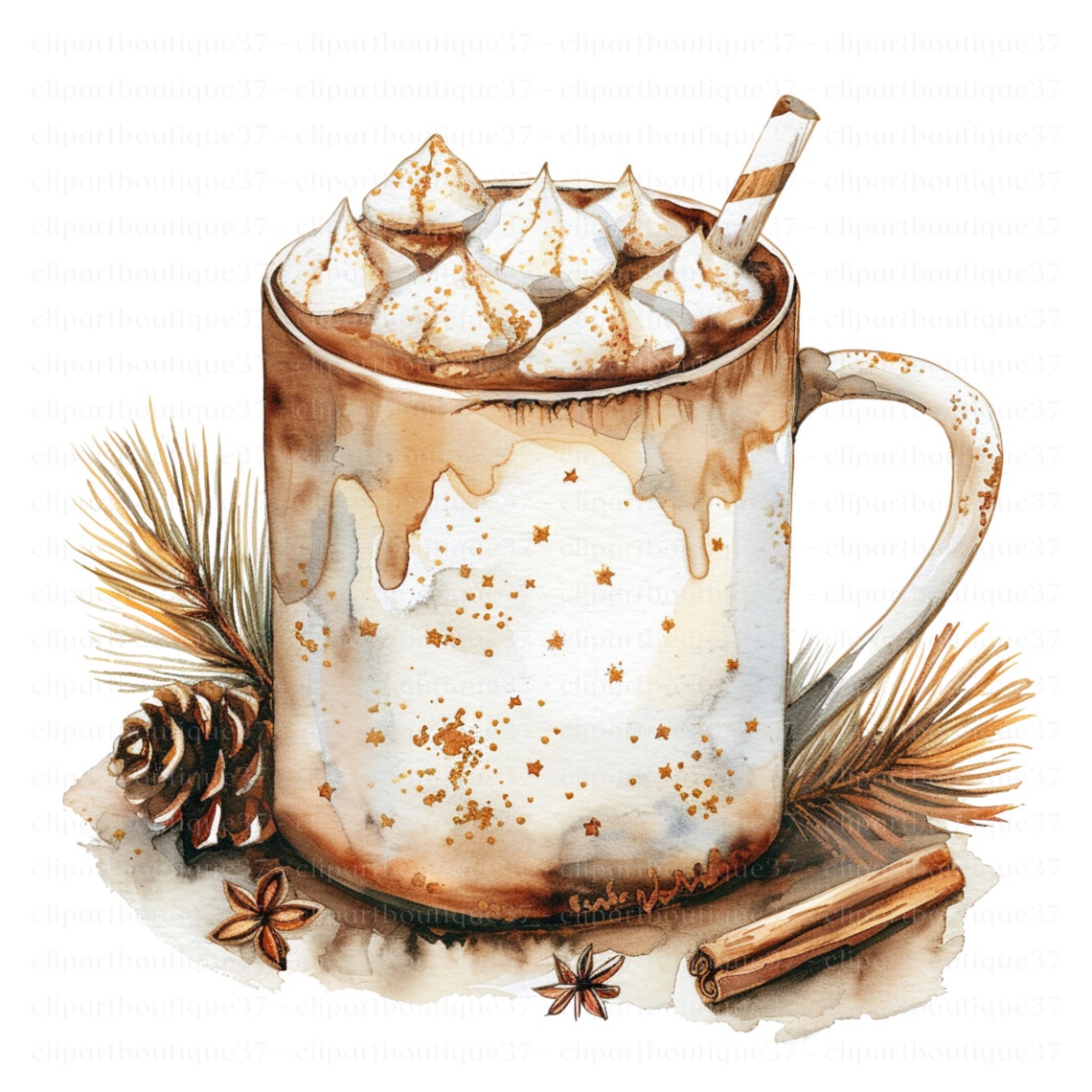 12 Cozy Season Winter Mugs Clipart, Christmas Hot Chocolate Clipart ...