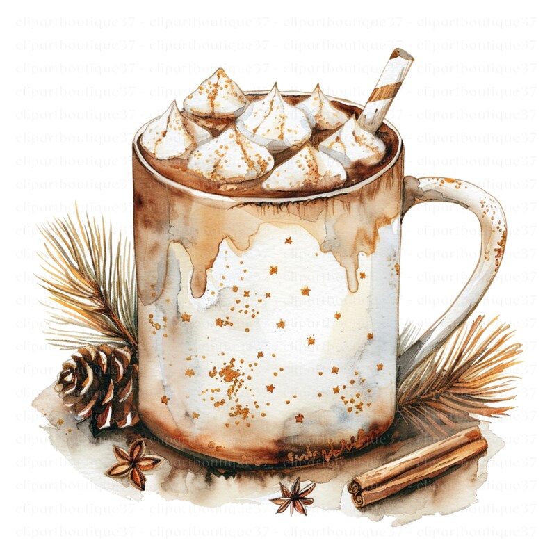 12 Cozy Season Winter Mugs Clipart, Christmas Hot Chocolate Clipart ...