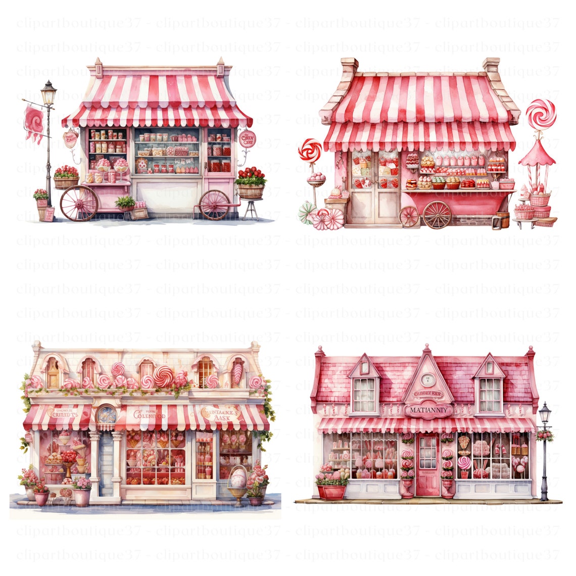 12 Candy Shop Clipart, Sweet Bakery Shop Images, Vintage Candy Cart ...