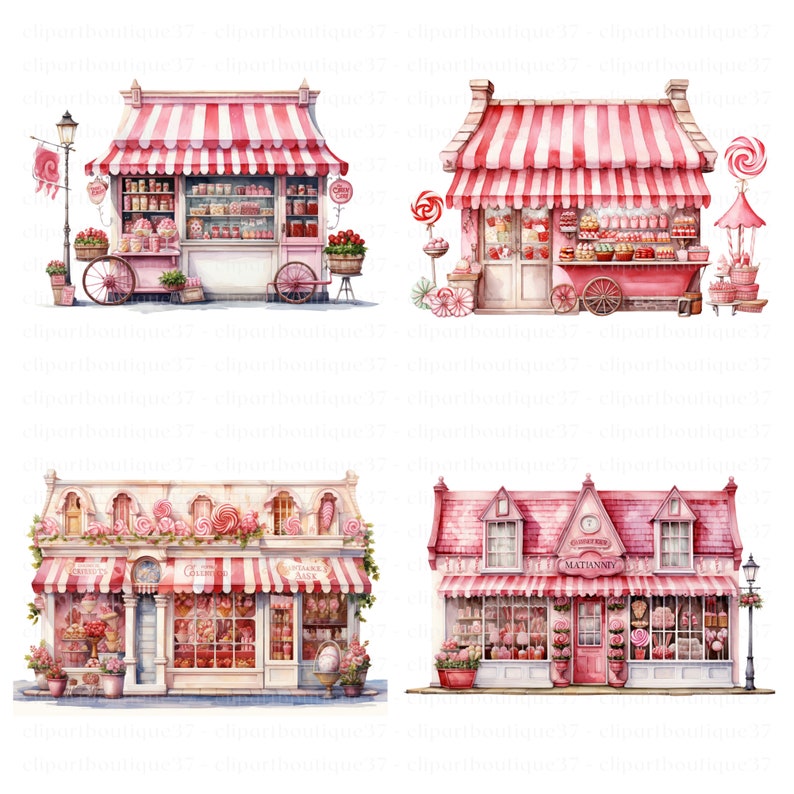 12 Candy Shop Clipart, Sweet Bakery Shop Images, Vintage Candy Cart ...