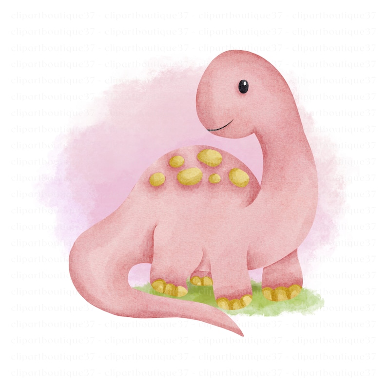 12 Cartoon Dinosaur Clipart, Cute Baby Dinosaur, Printable Watercolor ...