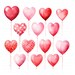16 Heart Balloons Clipart, Love Balloons Clipart, Printable Watercolor ...