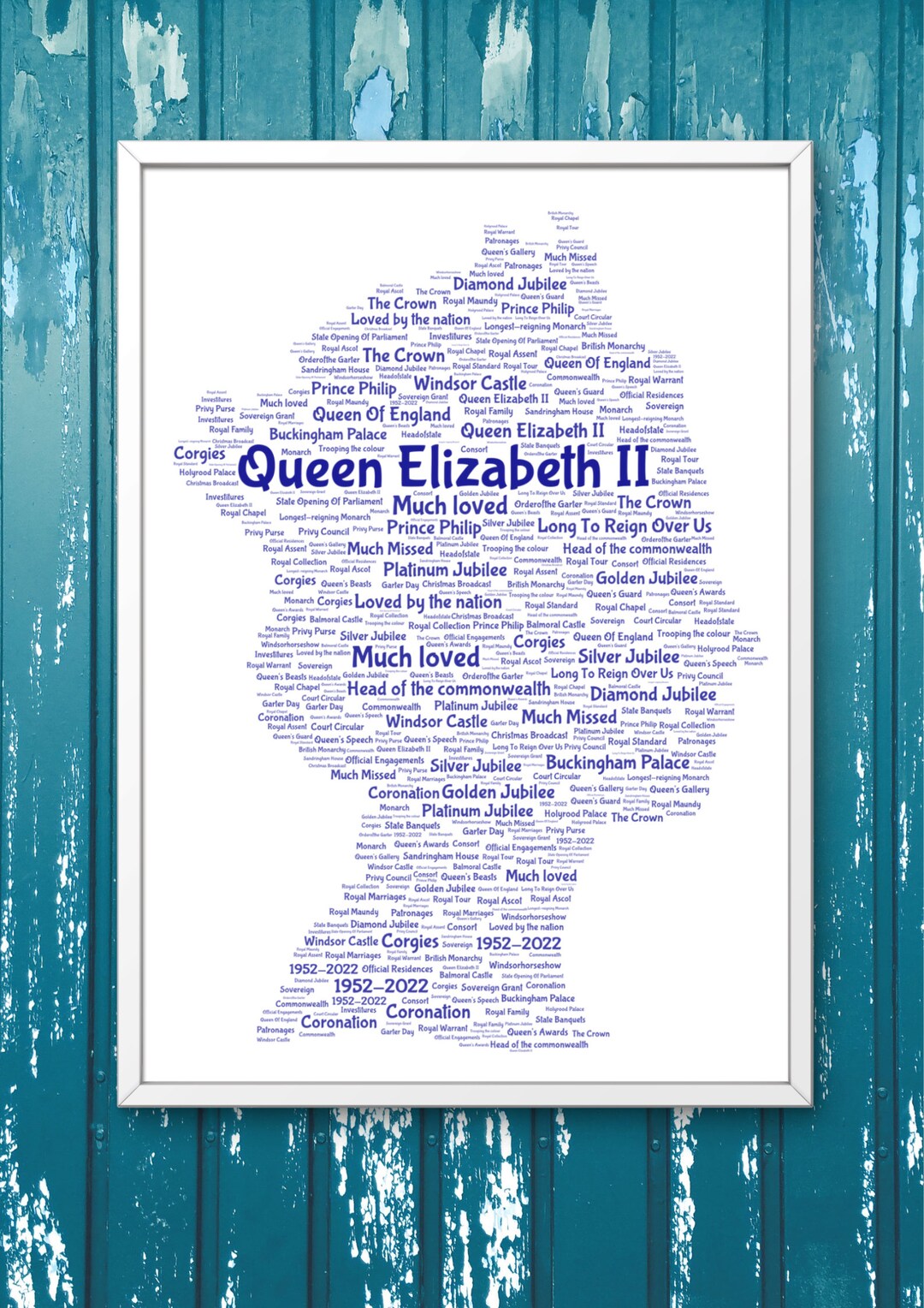 Queen Elizabeth Word Art Print, Queen Elizabeth Wall Art, Queen, Royal ...