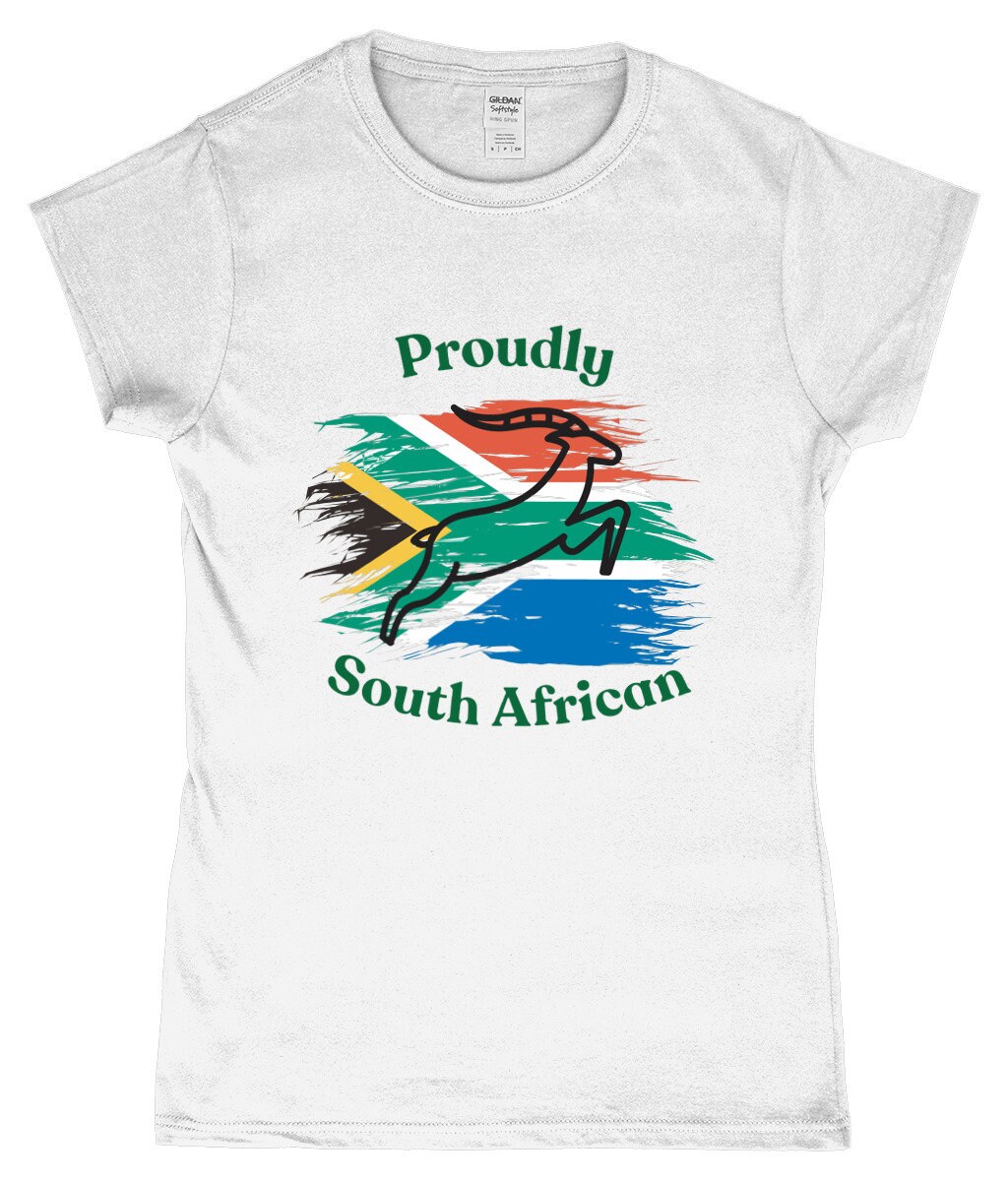 Proudly South African Ladies Fitted T-shirt Springbok South Africa ...