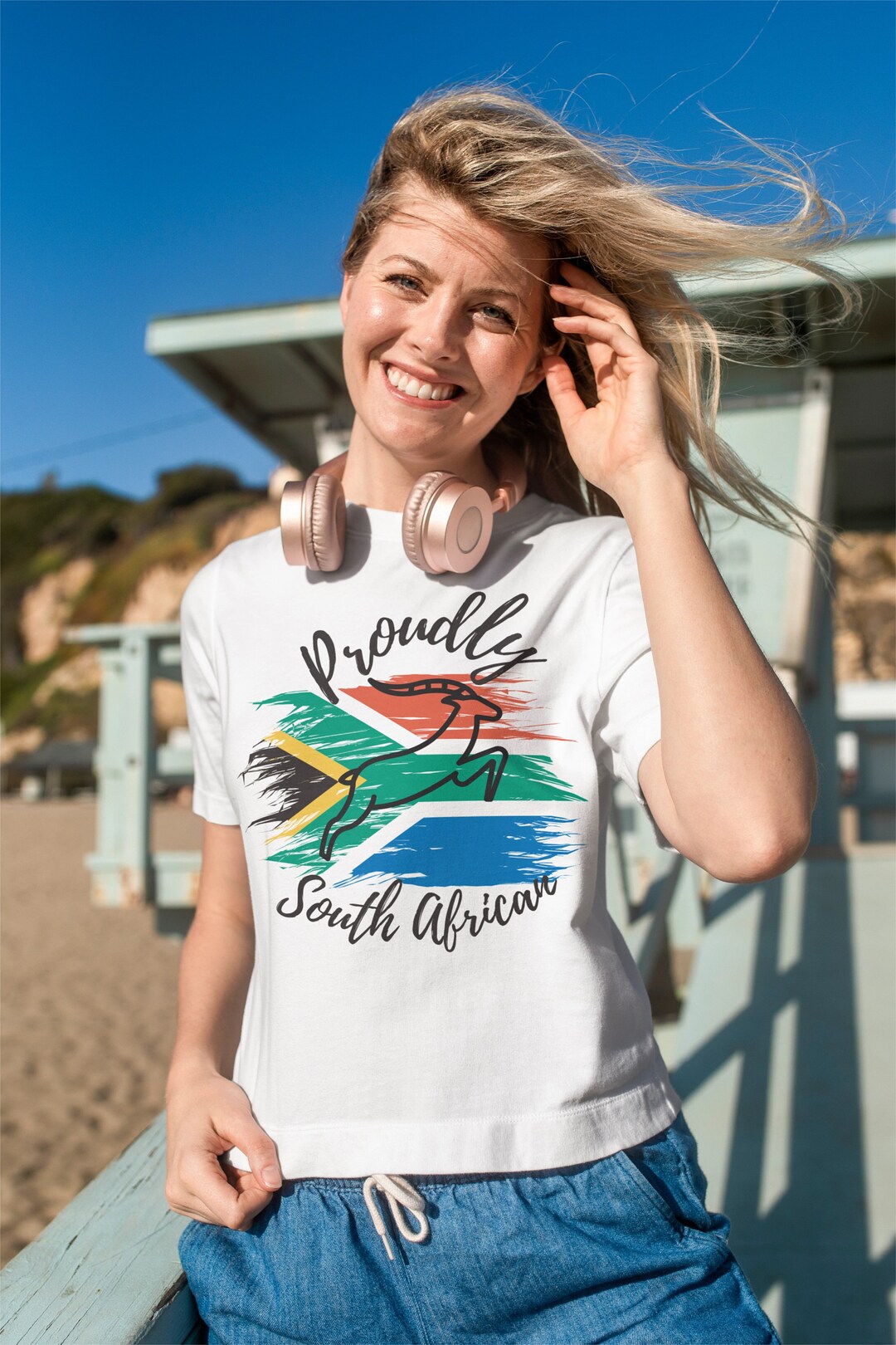 Proudly South African Ladies Fitted T-shirt Springbok South Africa ...