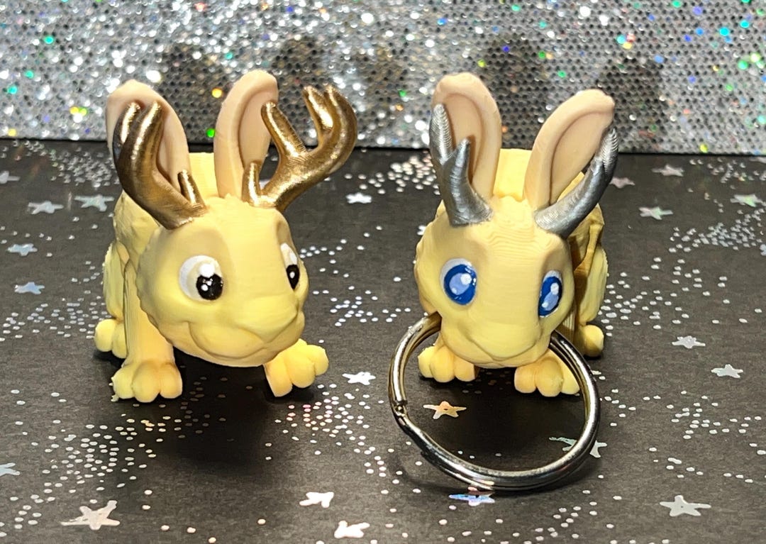 Jackalope Articulated Animal | 3D Printed, Flexible Fidget or Keychain ...