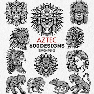 600 Aztec SVG PNG Designs Bundle | Intricate Aztec Art for Tattoos ...