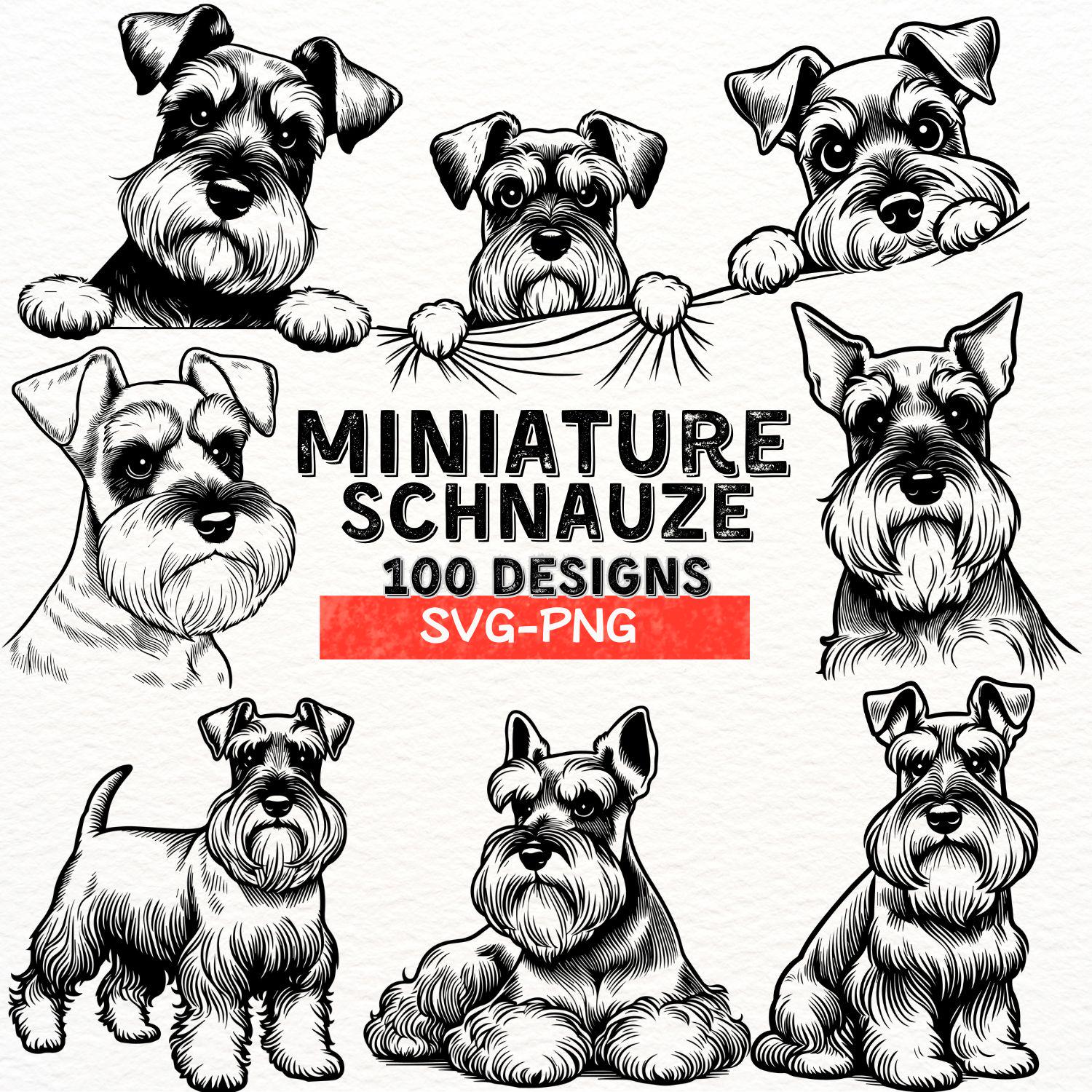 Miniature Schnauzer SVG Bundle, 100 Designs, Schnauzer Dog Clipart ...