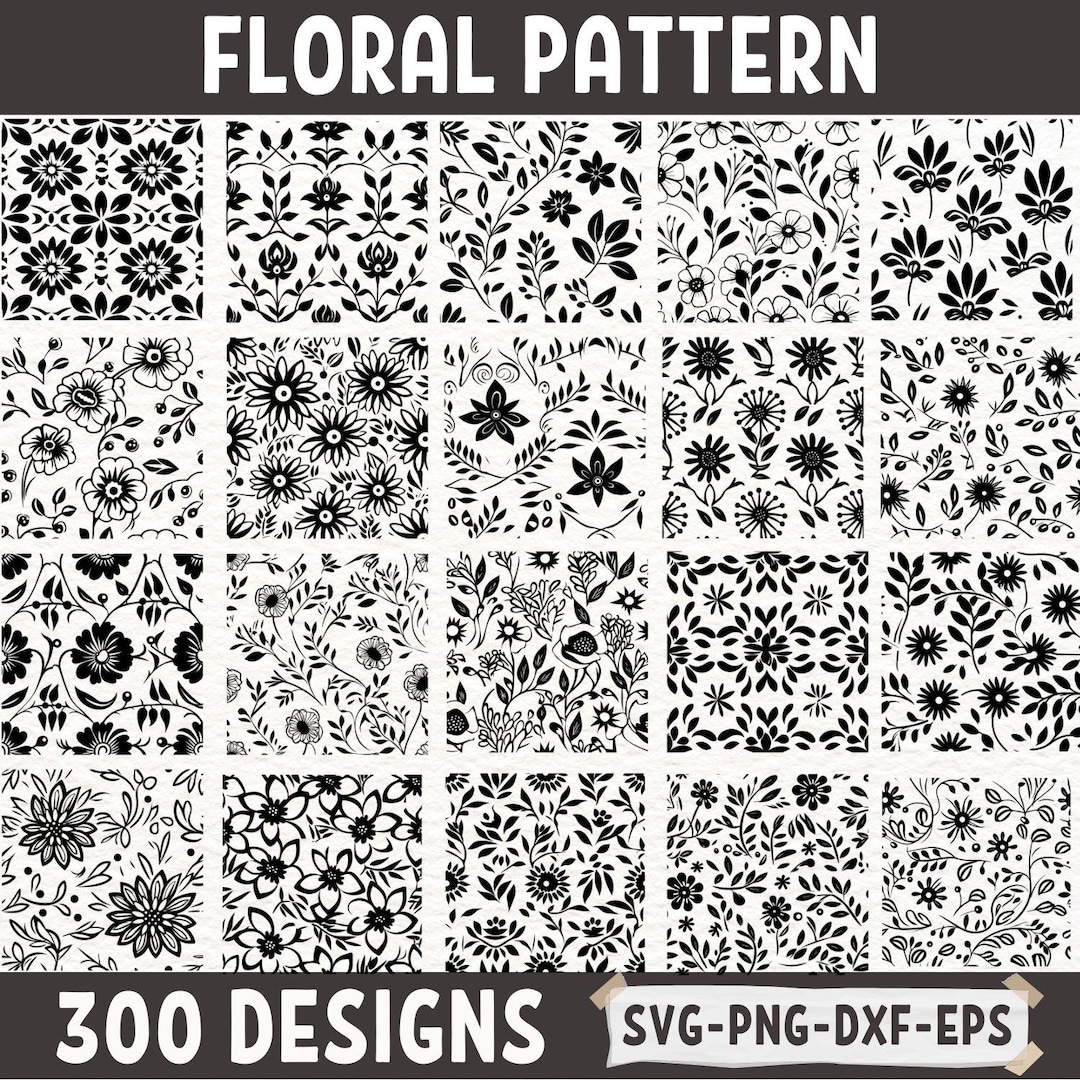 Floral Pattern SVG Bundle - Seamless Floral Vector Design Pack for ...
