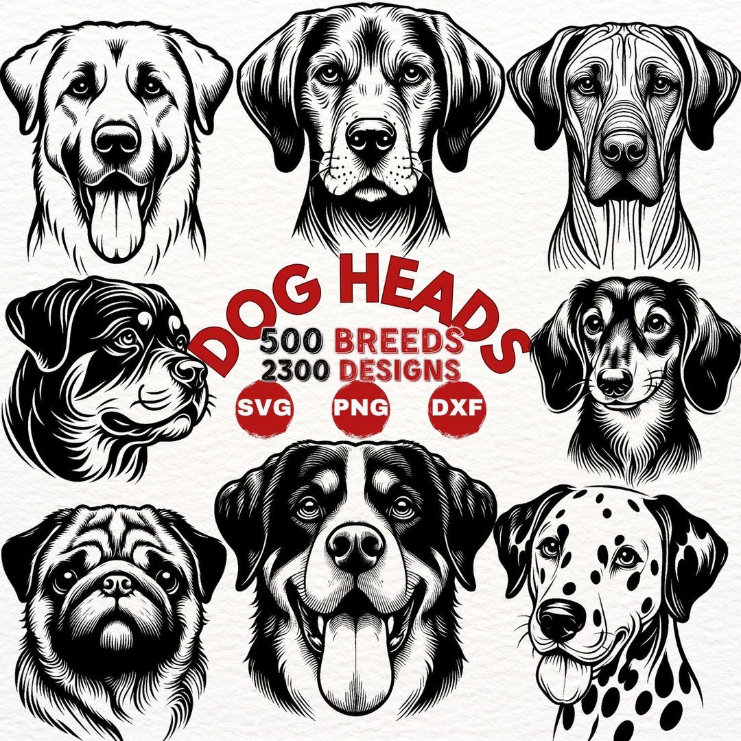 Dog Head SVG Bundle | 500 Breeds 2300 Designs | Dog Complete Breeds ...
