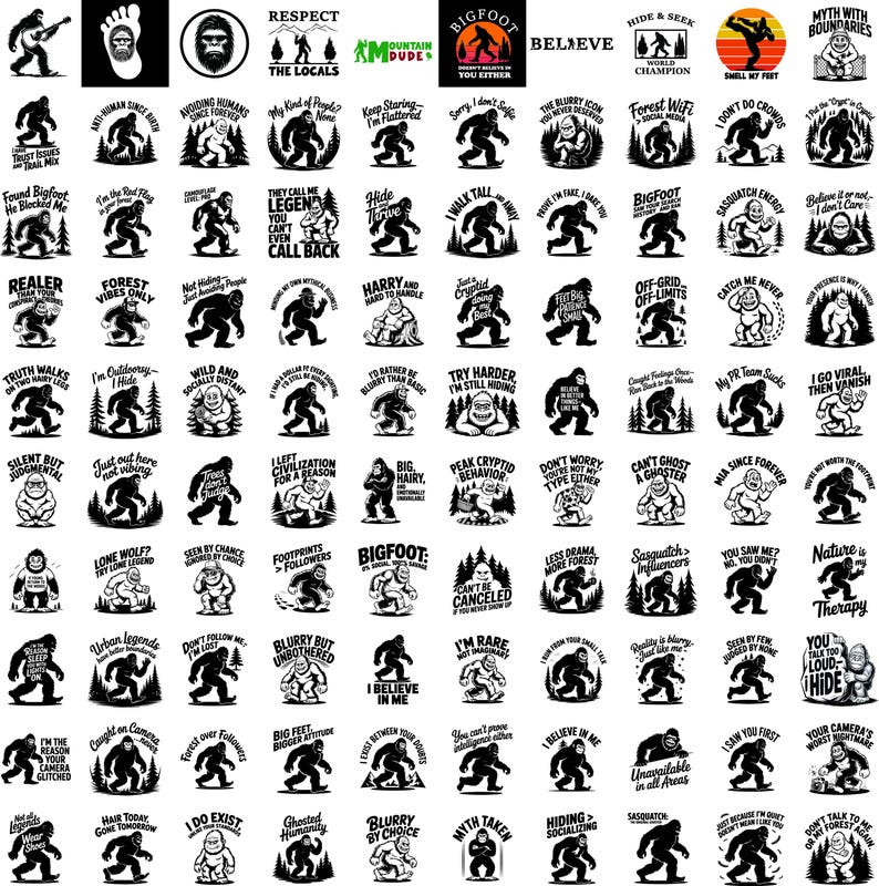 Bigfoot SVG Bundle Funny Sasquatch Designs PNG EPS Files for Cricut ...