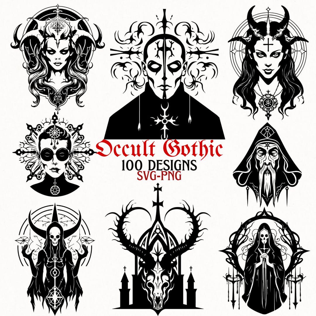 Occult Gothic SVG PNG Bundle, Dark Witchcraft Digital Art, Mystical ...