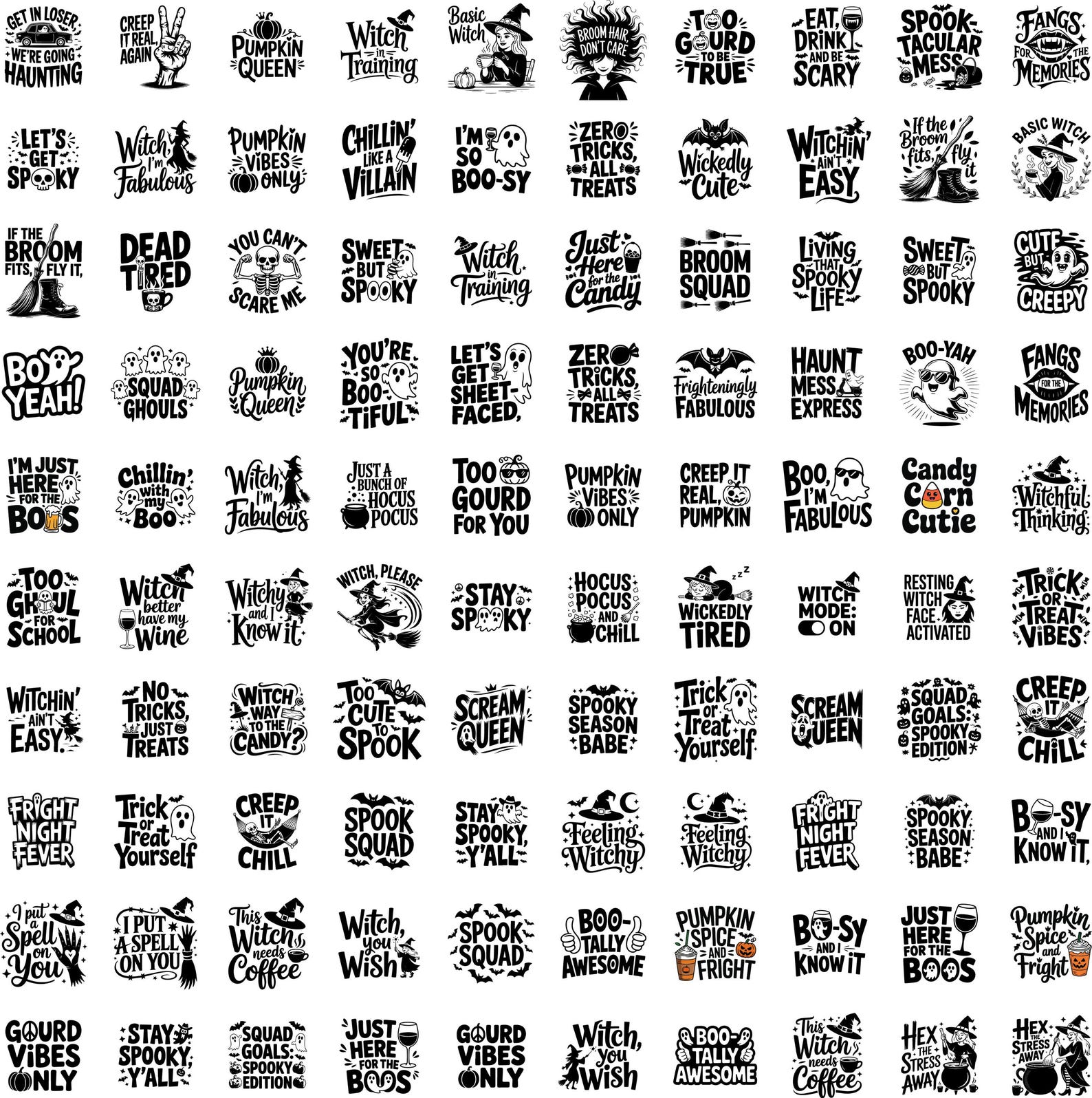 Snarky Halloween SVG Bundle Funny Witch Quotes Pumpkin Ghost Wine ...