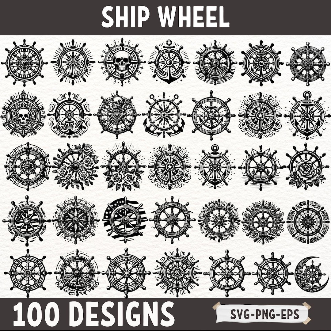 Ship Wheel SVG Bundle, Nautical Steering Wheel Clipart, Pirate Helm PNG ...