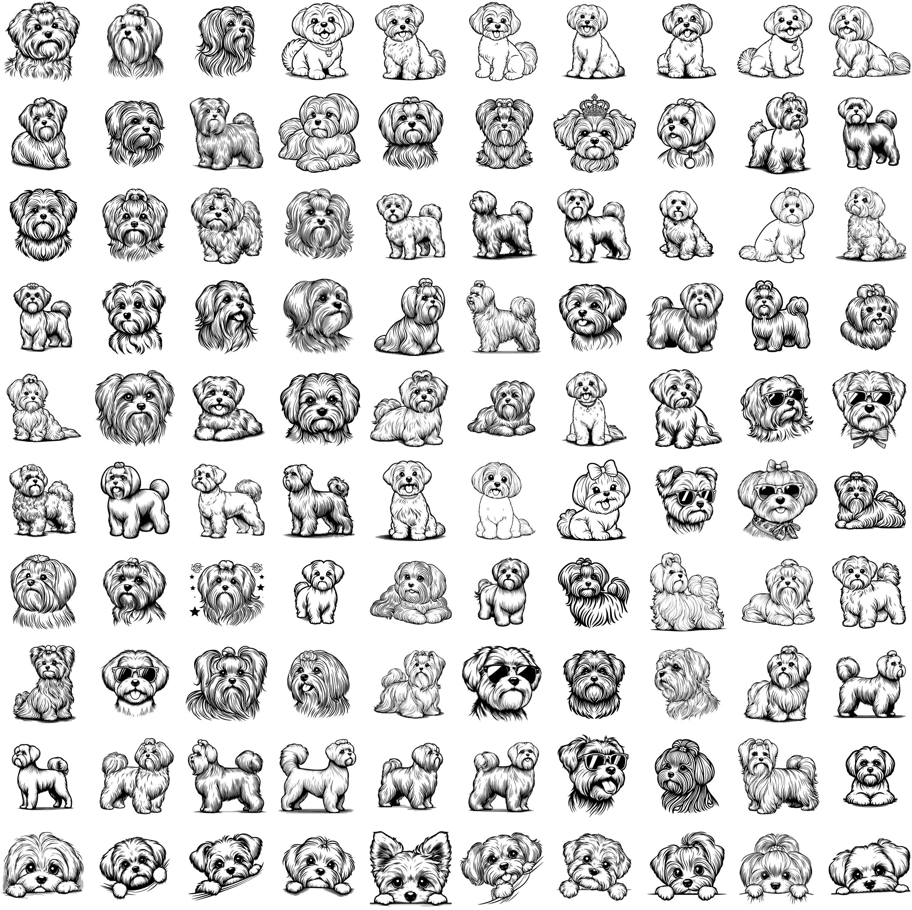 Maltese Dog SVG Bundle 100 Designs | Cute Maltese Clipart PNG | Dog ...