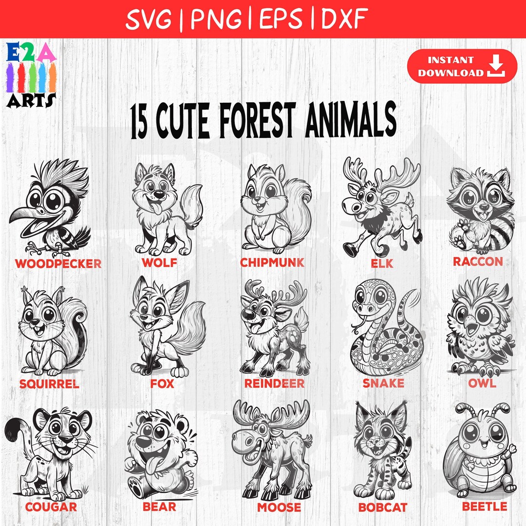 Forest Animal SVG Bundle Woodland Creatures Clipart Woodland Animals ...