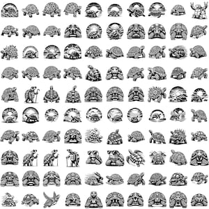 Tortoise SVG Bundle, 100 Unique Tortoise Designs, PNG and SVG for ...