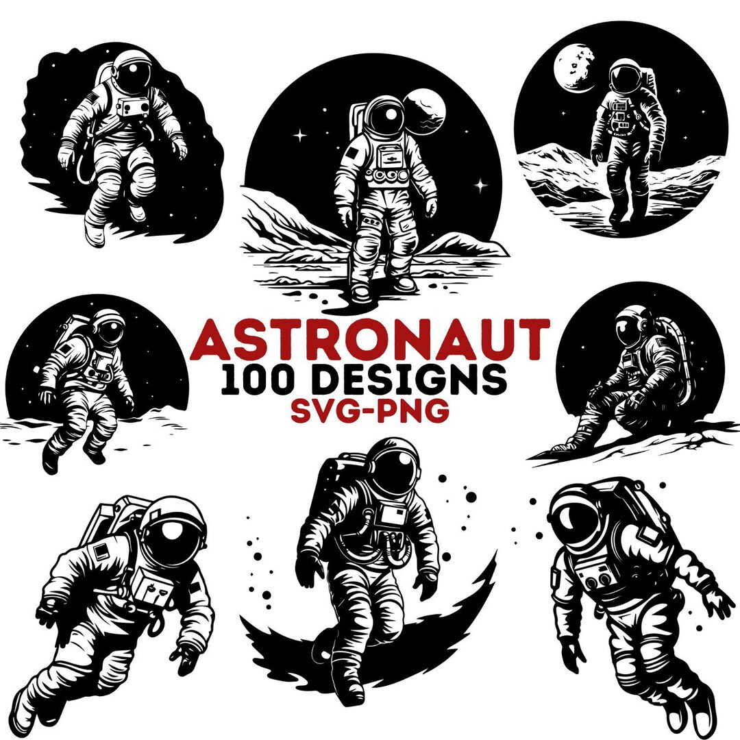 Astronaut SVG Designs | Space Explorer Bundle for T-shirts, Mugs ...