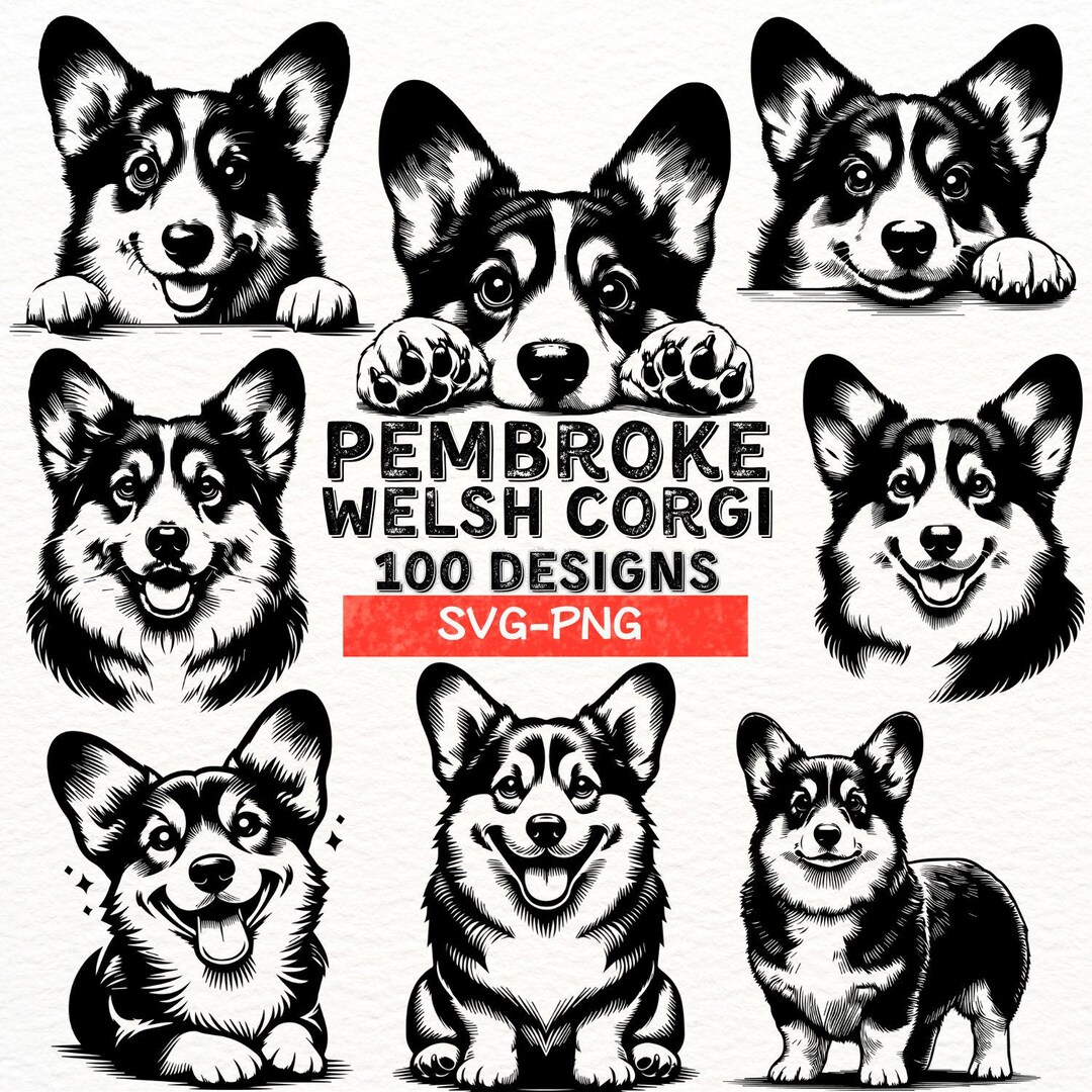Pembroke Welsh Corgi SVG Bundle | 100 Corgi Dog Designs | Cute Corgi ...