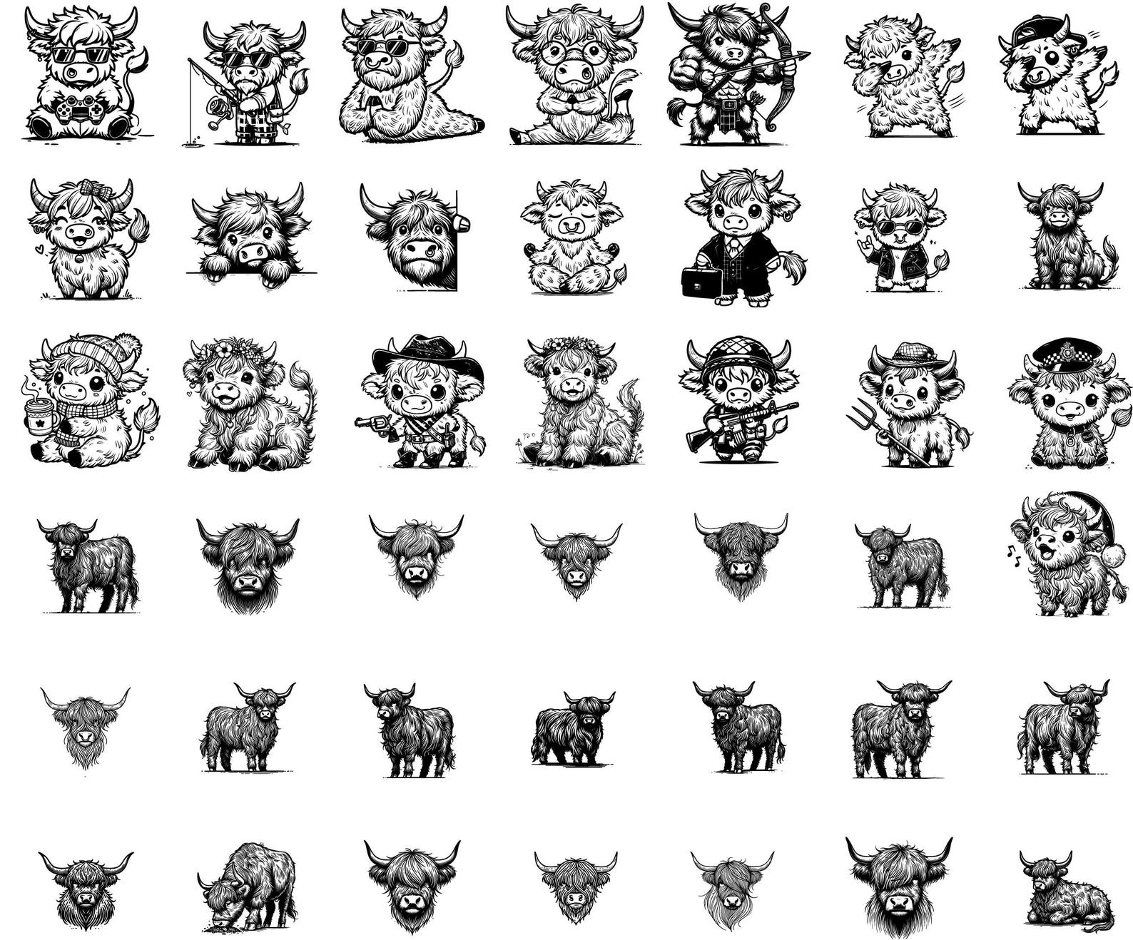 Highland Cow SVG Bundle Cute Highland Cow Clipart Baby Highland Cow PNG ...