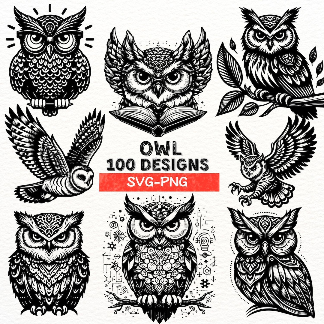Owl SVG Bundle, Owl Clipart Collection, Intricate Owl Designs, Owl ...