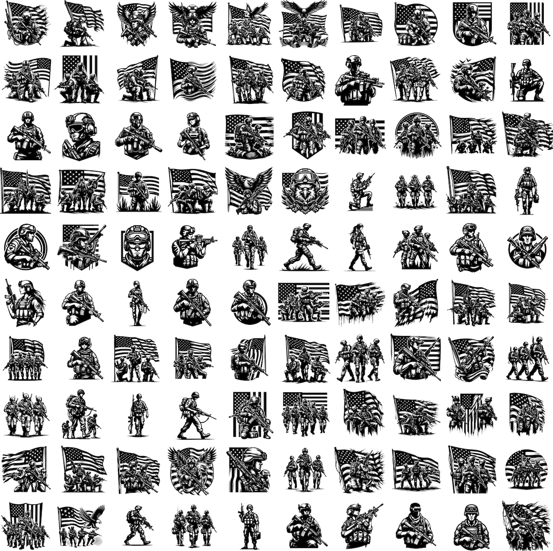 Soldier SVG PNG Bundle, Military Army Clipart, American Soldier Designs ...