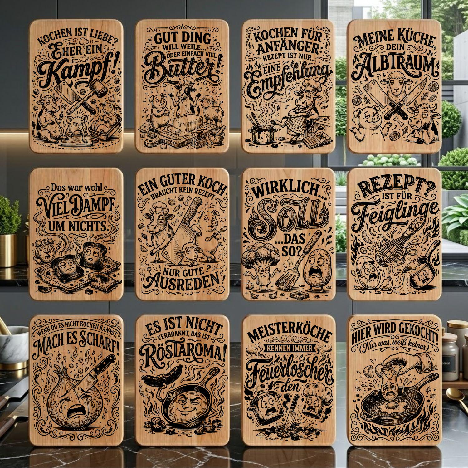 German Cutting Board SVG Bundle: Vintage Engraving Cartoon Cooking ...