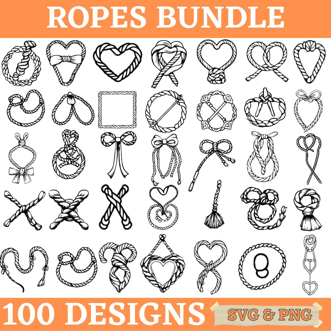 Rope Knot Clipart Bundle | 100 SVG & PNG Designs | Nautical Heart Bow ...