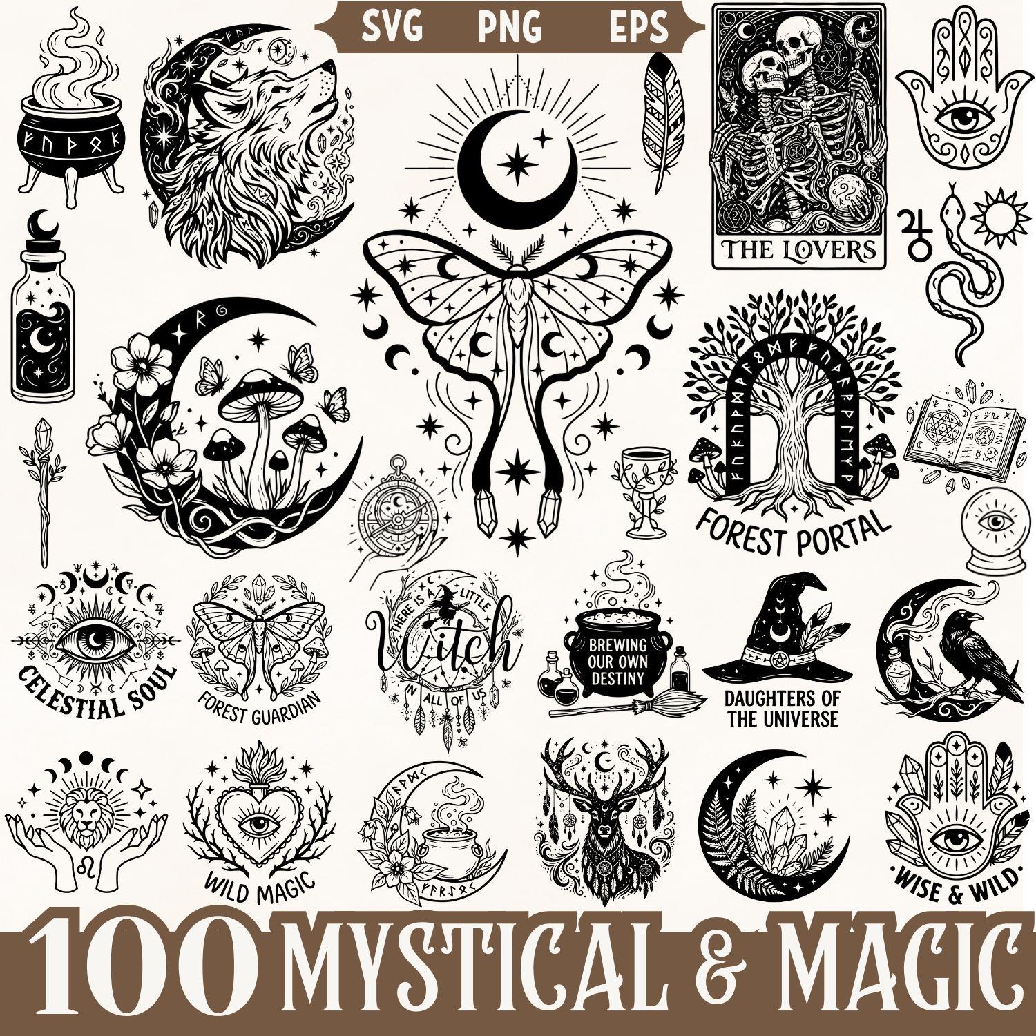 Mystical Magic SVG Bundle, Witchcraft Clipart, Moon Moth Tarot Occult ...