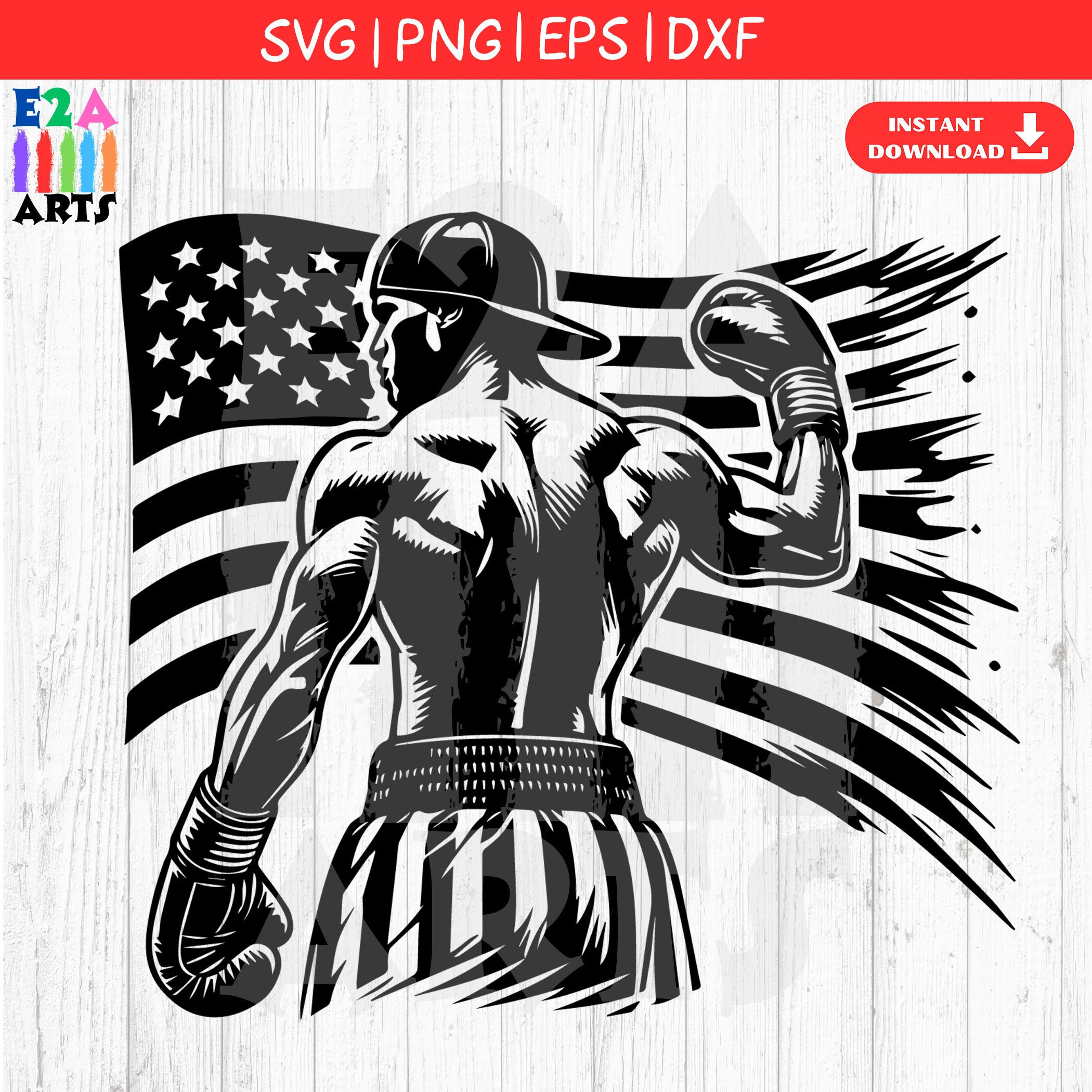 Boxer With American Flag SVG, Patriotic Boxing Clipart, Boxing ...