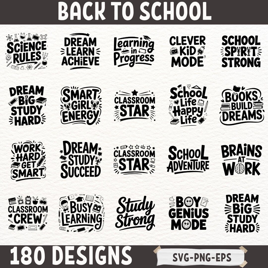 Back to School SVG Bundle 180 Designs for Teachers Students Classroom ...